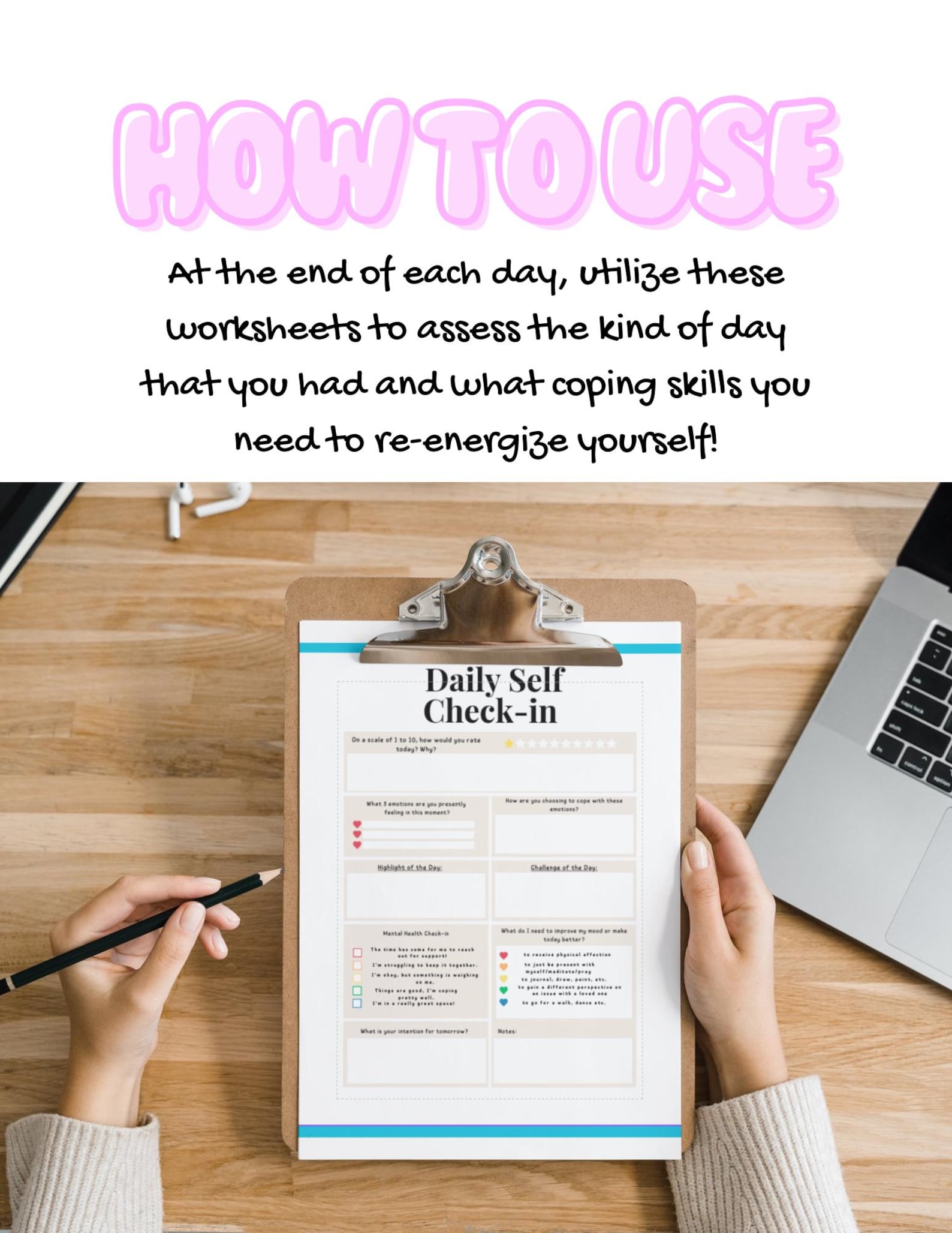 Teen Mental Health Check-in Sheets: Daily & Weekly Therapy Worksheets ...