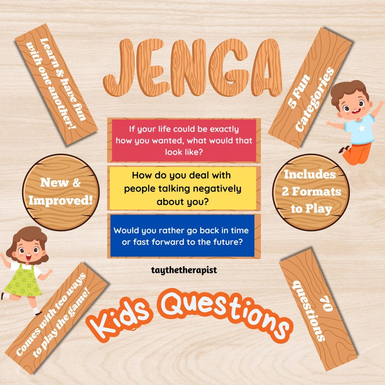 Jenga Game Conversation Starter Cards: Family Icebreaker Questions ...