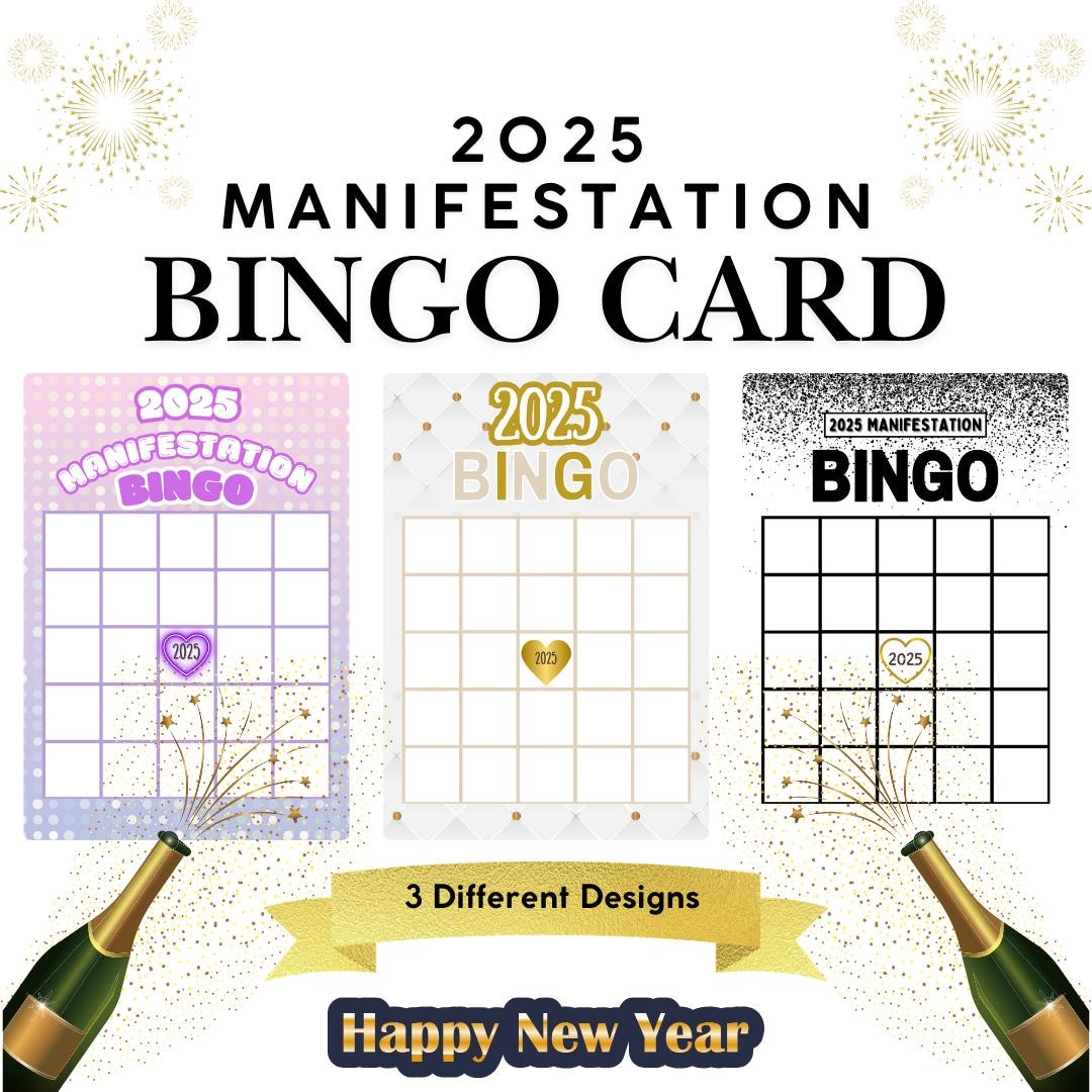 Printable 2025 Manifestation Bingo Card, 2025 Vision Board Bingo Card ...
