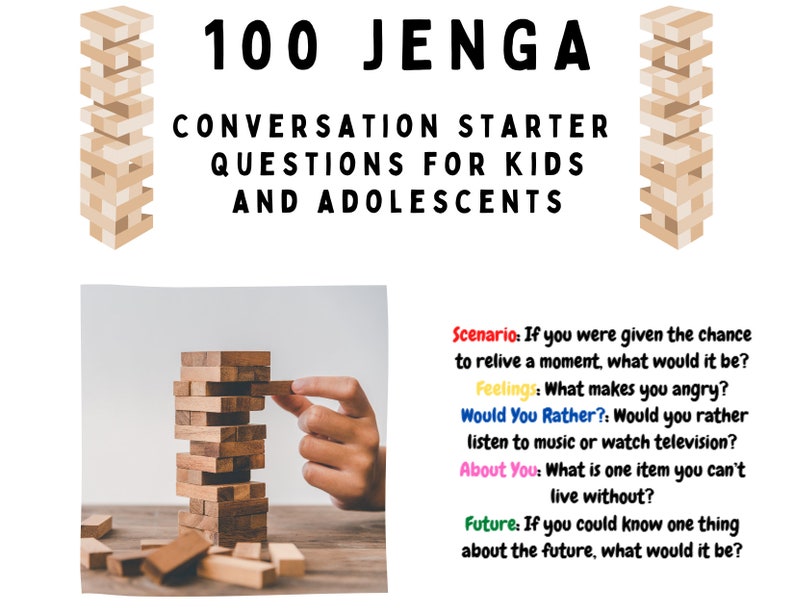Jenga Game Conversation Starter Cards Icebreaker Game - Etsy