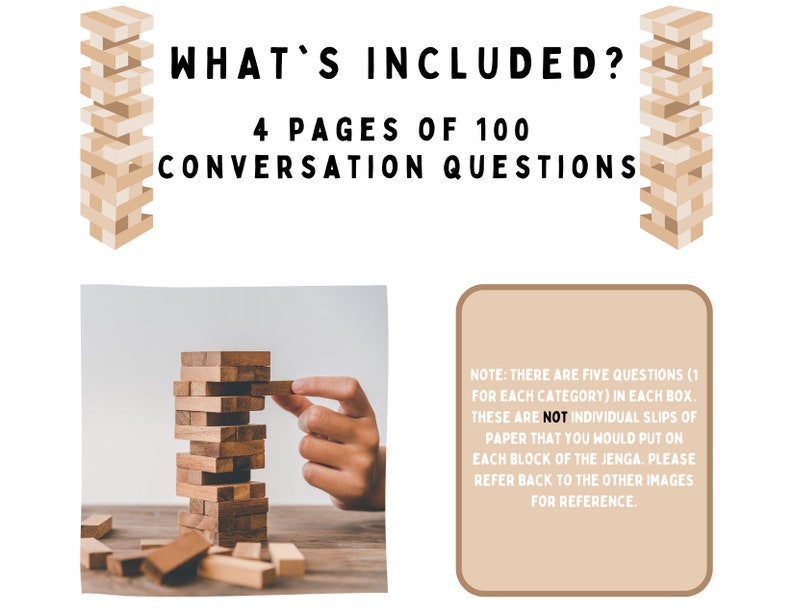 Jenga Game| Conversation Starter Cards | Icebreaker Game |question ...