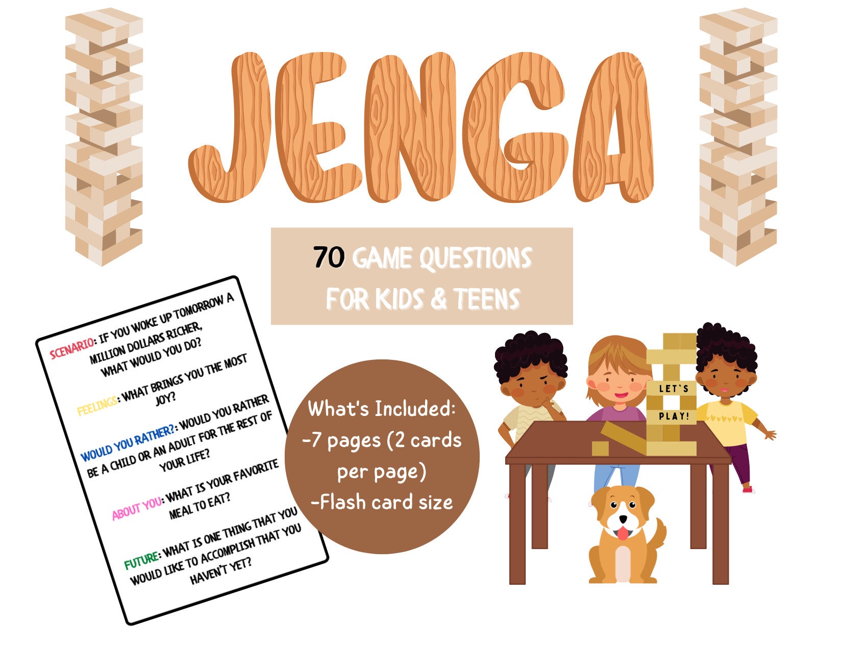 70 Jenga Questions & Conversation Starter Cards for - Etsy UK