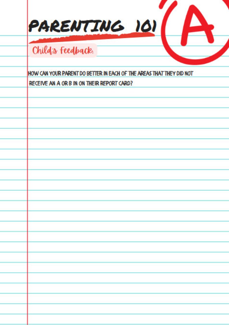 Positive Parenting Handout, Parent Report Card, Homeschool Report Card ...