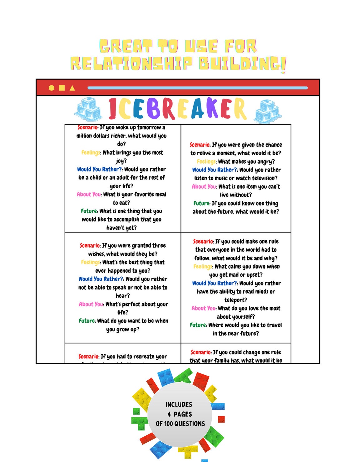 Jenga Game Conversation Starter Cards Icebreaker Game question Cards ...