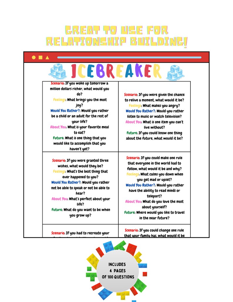 Jenga Game Conversation Starter Cards Icebreaker Game question Cards ...