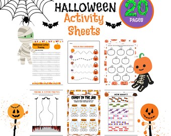 Halloween Activity Sheets October Preschool Learning Print & - Etsy