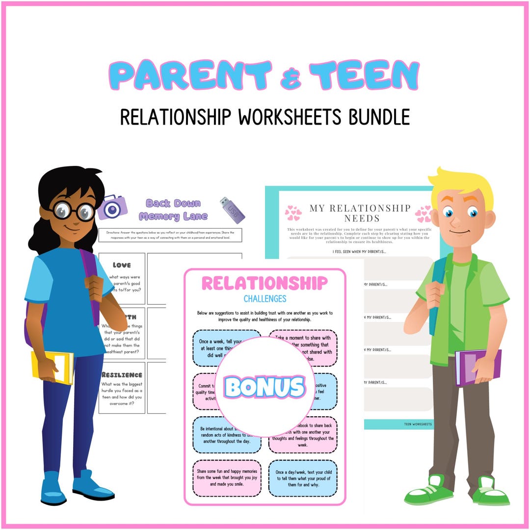 Teen & Parent Relationship Check-in Sheets: Mental Health Tool (digital ...