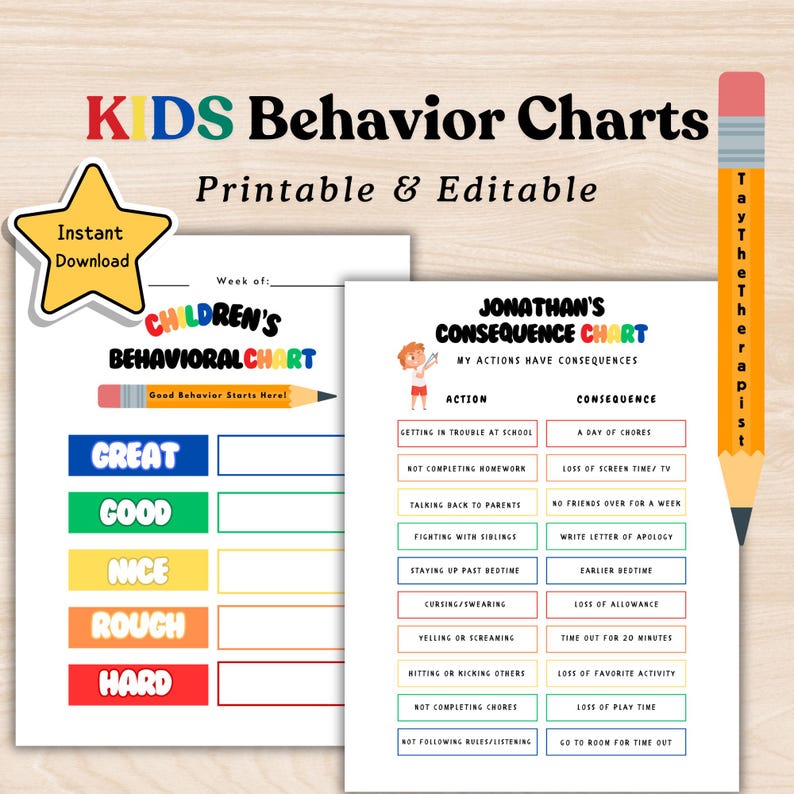 Printable Behavior Chart for Children: Easy-to-use System for Good ...