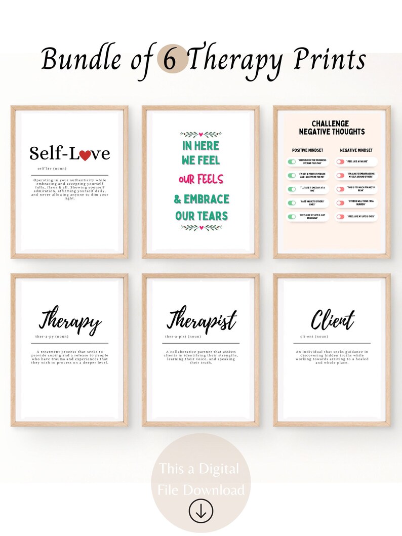 Therapy Wall Art Bundle For Therapists Office Decor Printable Quotes