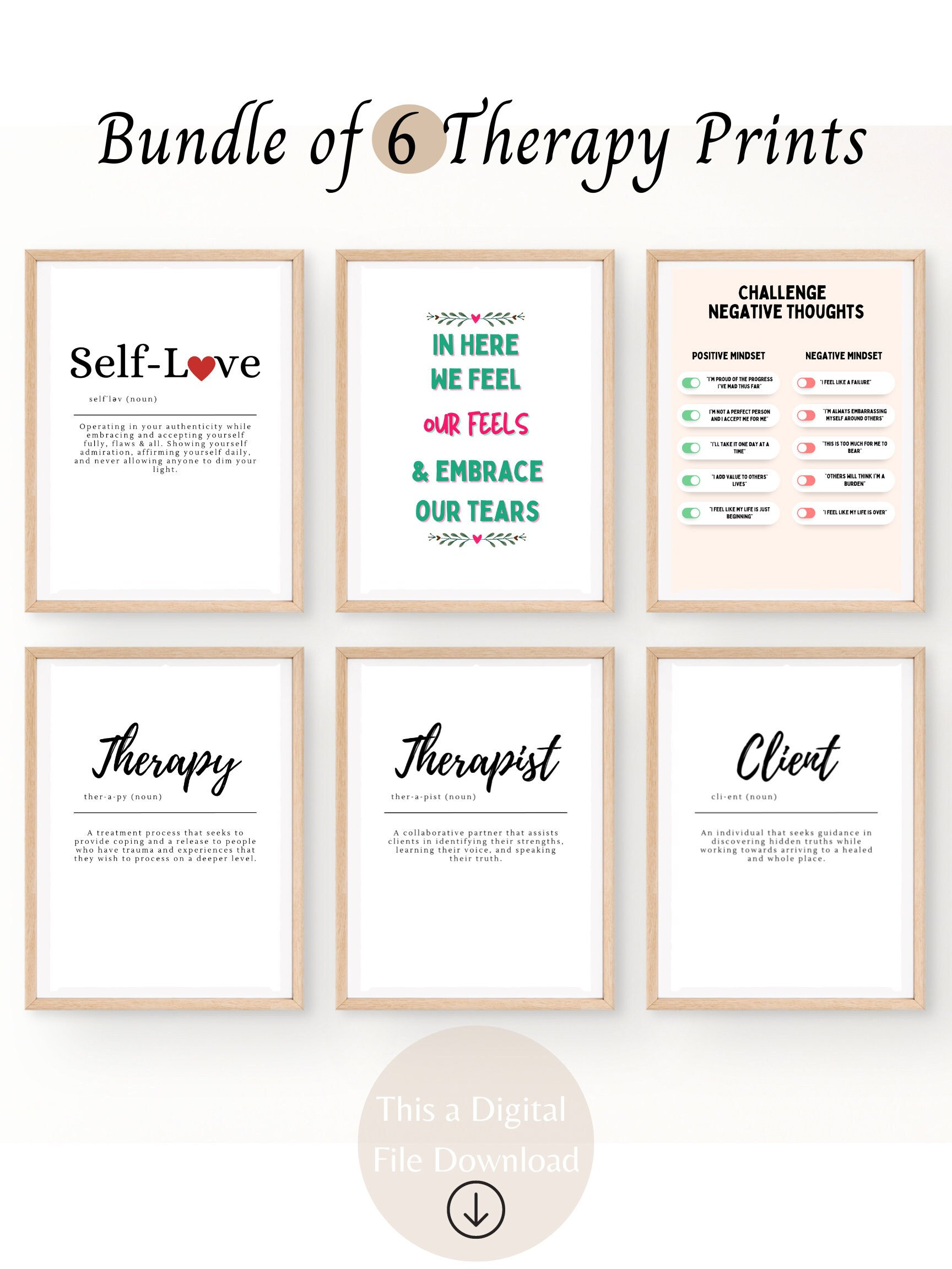 Therapy Wall Art Bundle for Therapists Office Decor Printable Quotes ...