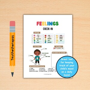 Kids Feelings Check-in Sheets: Mental Health Tracker (printable PDF) - Etsy