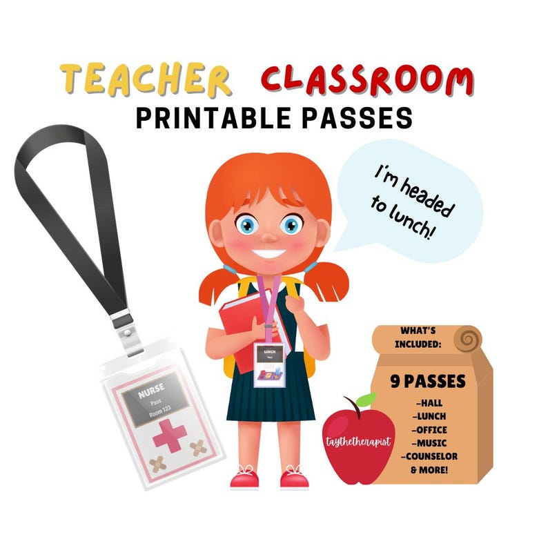 Classroom Hall Passes for Teachers, Printable and Custom Hall Passes ...
