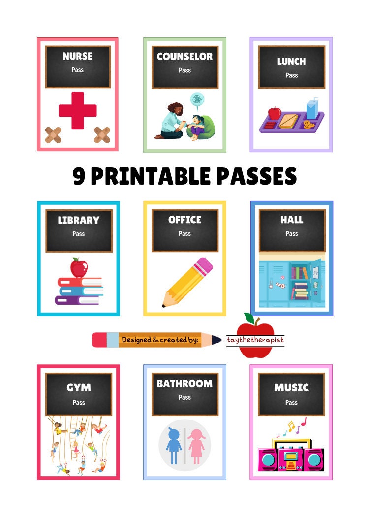 Classroom Hall Passes for Teachers, Printable and Custom Hall Passes ...