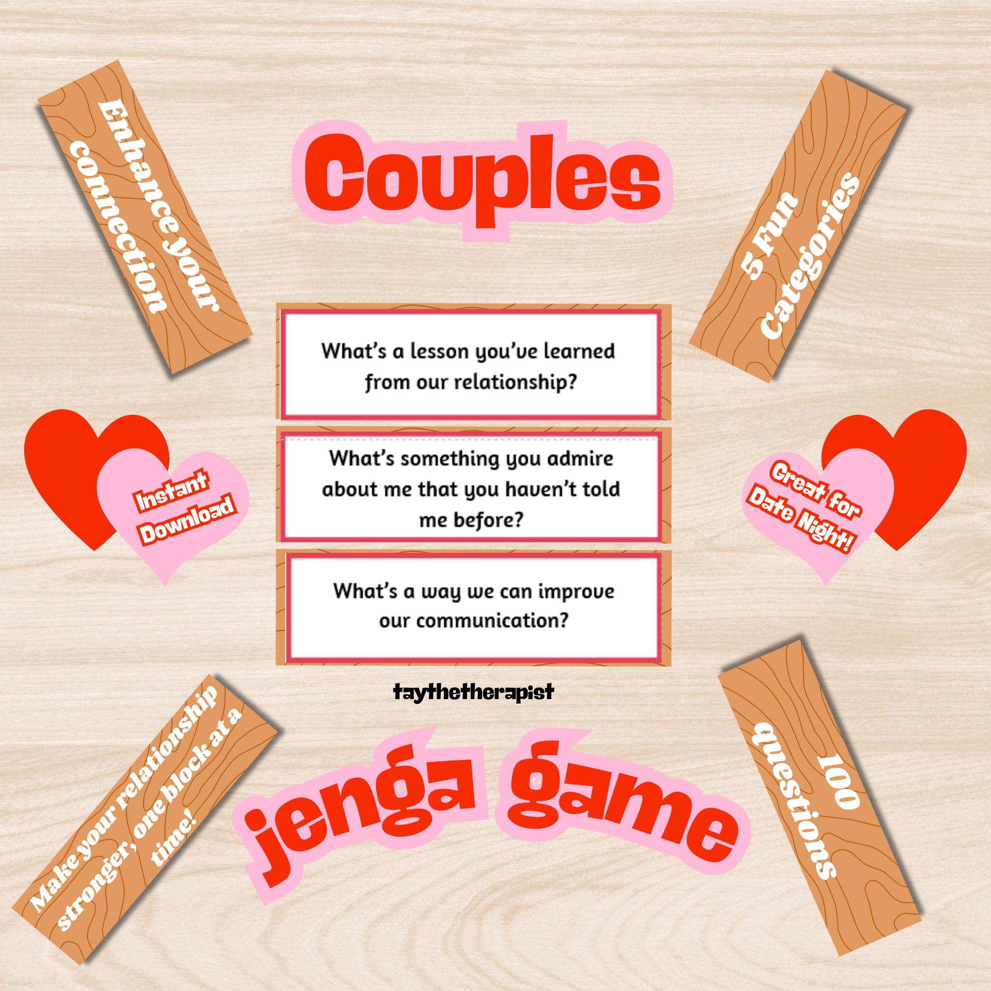 Couples Jenga Game: Date Night Conversation Starter (instant Download ...
