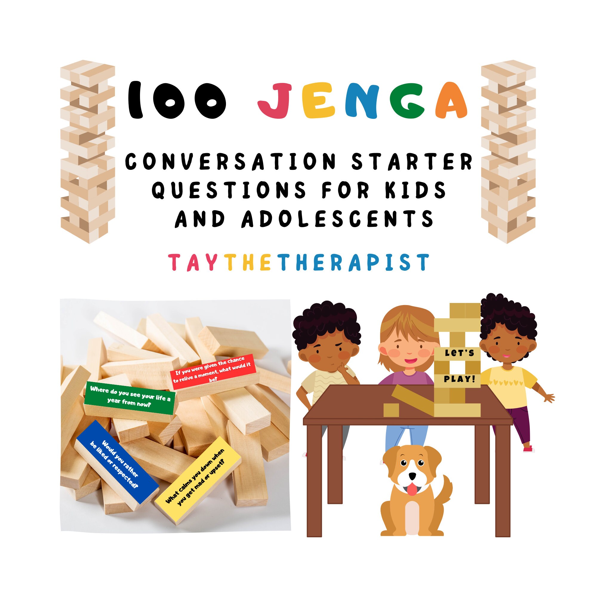 Jenga Game Conversation Starter Cards Icebreaker Game question Cards ...