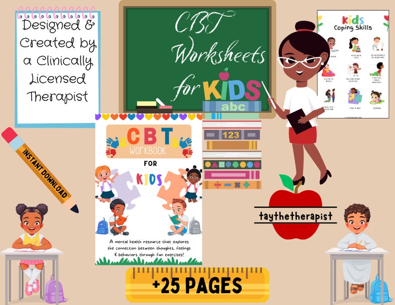 Mental Health Workbook for Kids & Teens, Therapy Worksheets, Anxiety ...