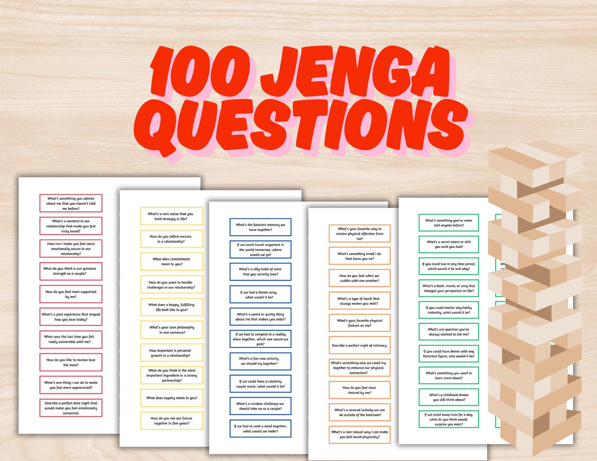 Couples Jenga Game: Date Night Conversation Starter (instant Download) - Etsy