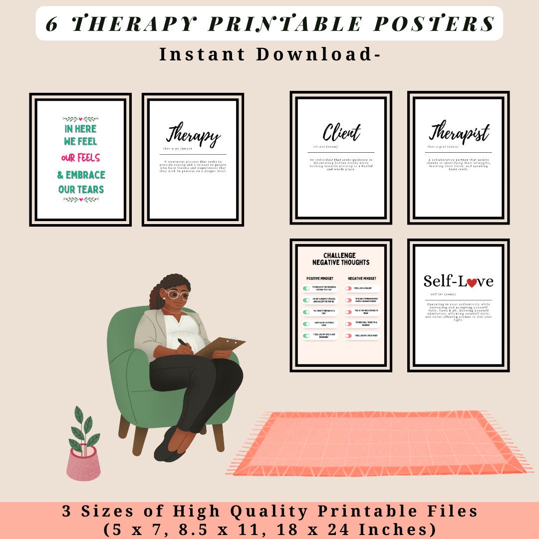 Therapy Wall Art Bundle for Therapists Office Decor Printable Quotes ...