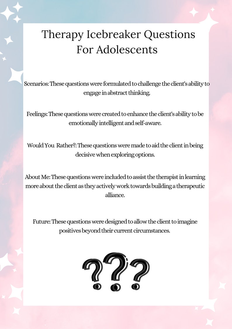 Therapy Icebreaker Questions Printable | Etsy