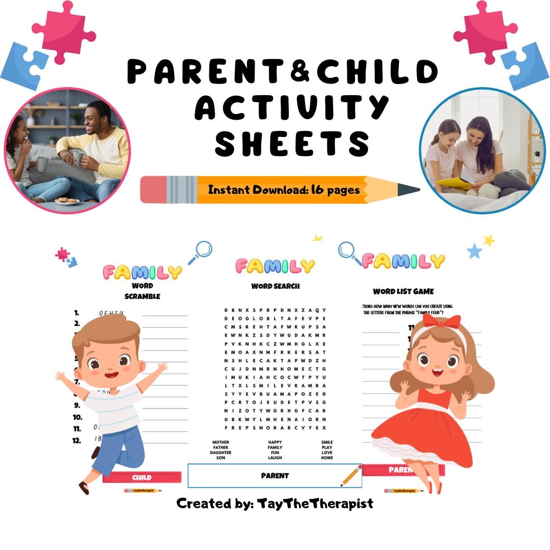 Parenting Worksheets for Children, Parent Resource, Parent Child ...