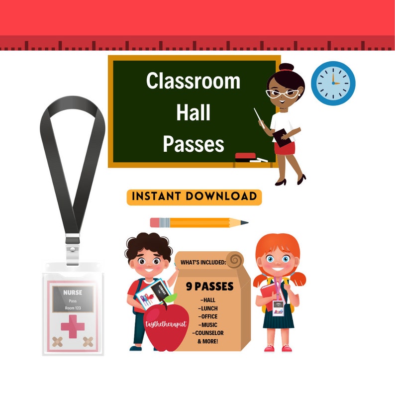 Classroom Hall Passes for Teachers, Printable and Custom Hall Passes ...