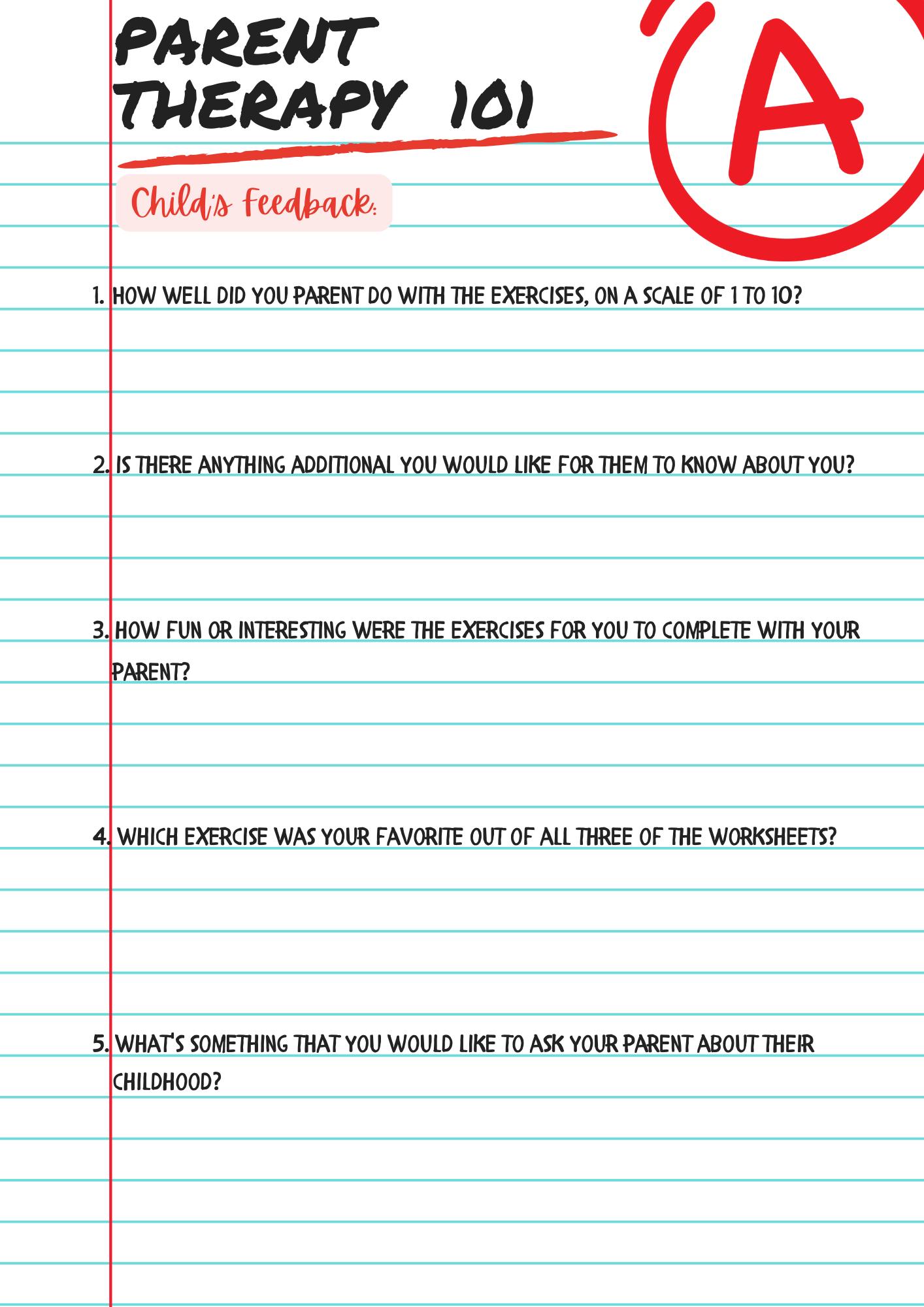 Parenting Worksheets for Kids, Parent-child Activity, Parent Report ...