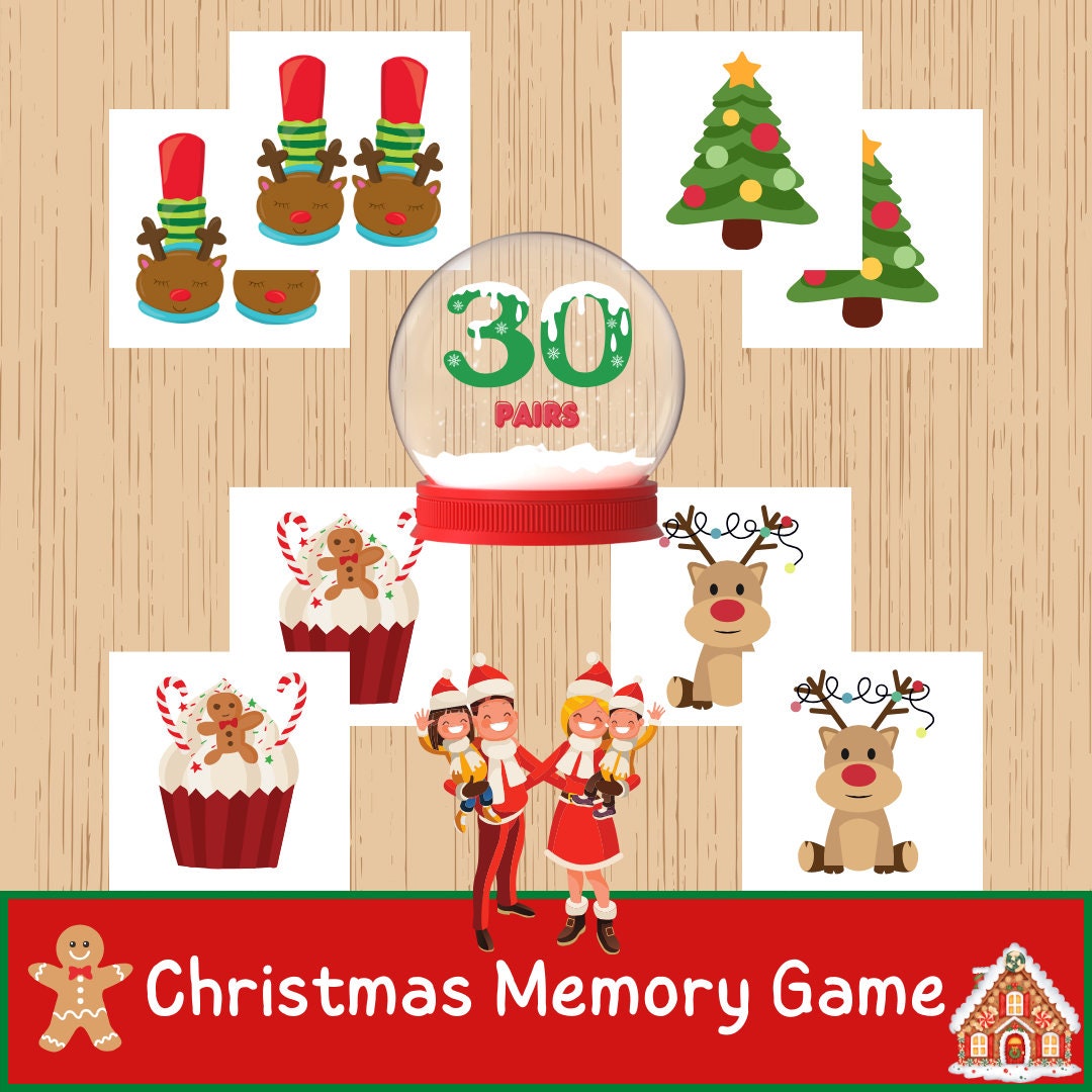 Christmas Memory Card Game for Kids, Christmas Matching Activity ...