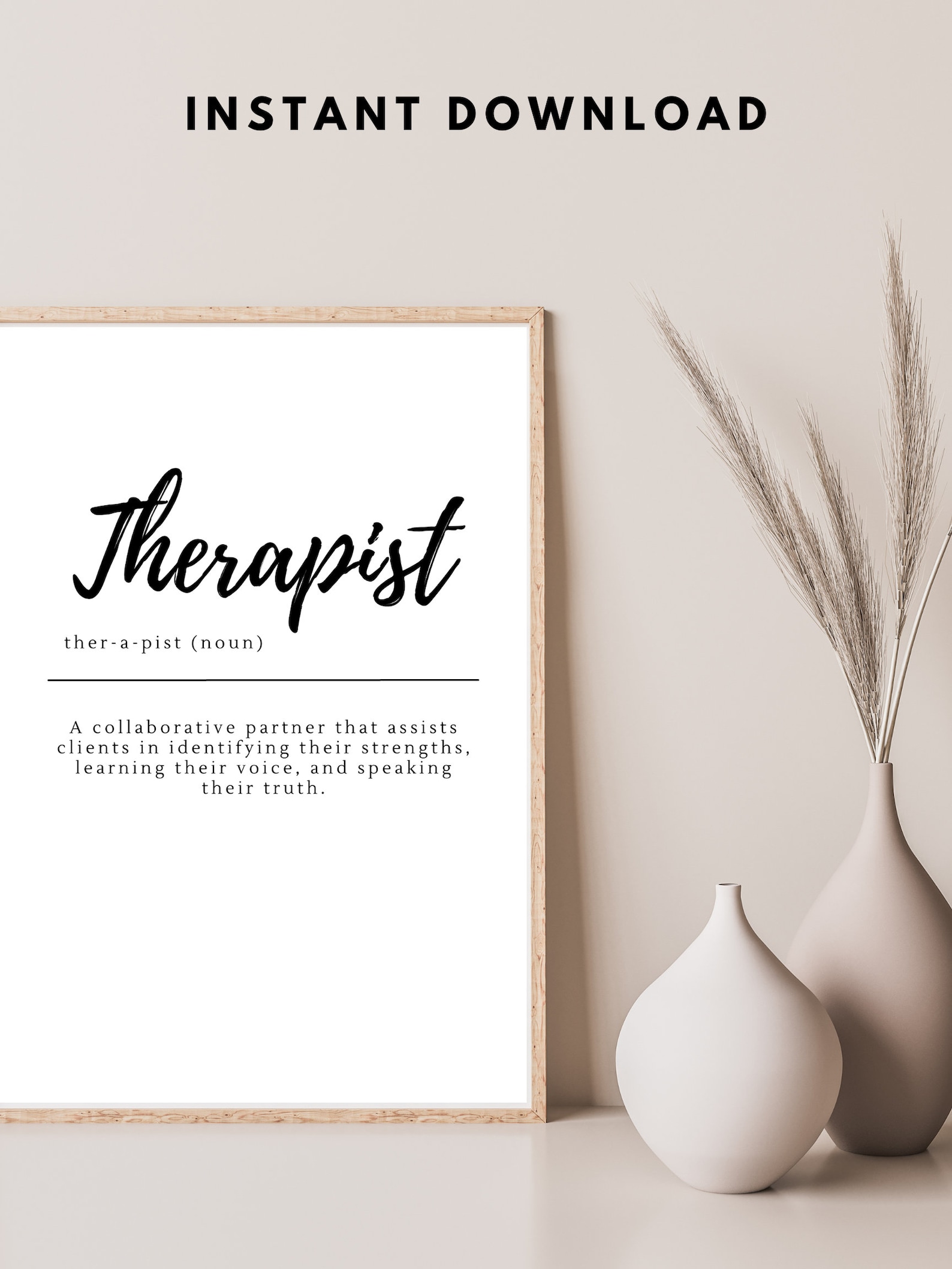 Therapist Sign, Black & White Printable Wall Art for Therapist ...