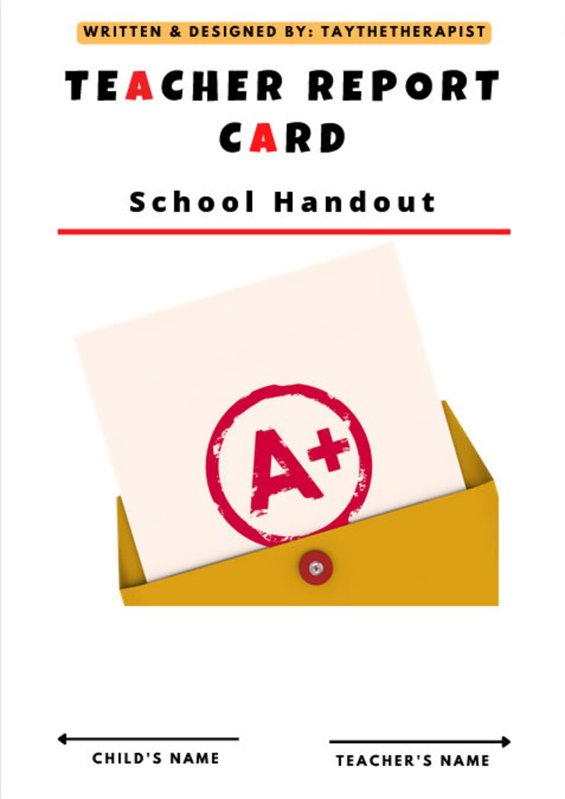 Teacher Feedback Report Card for Student Feedback Teacher - Etsy