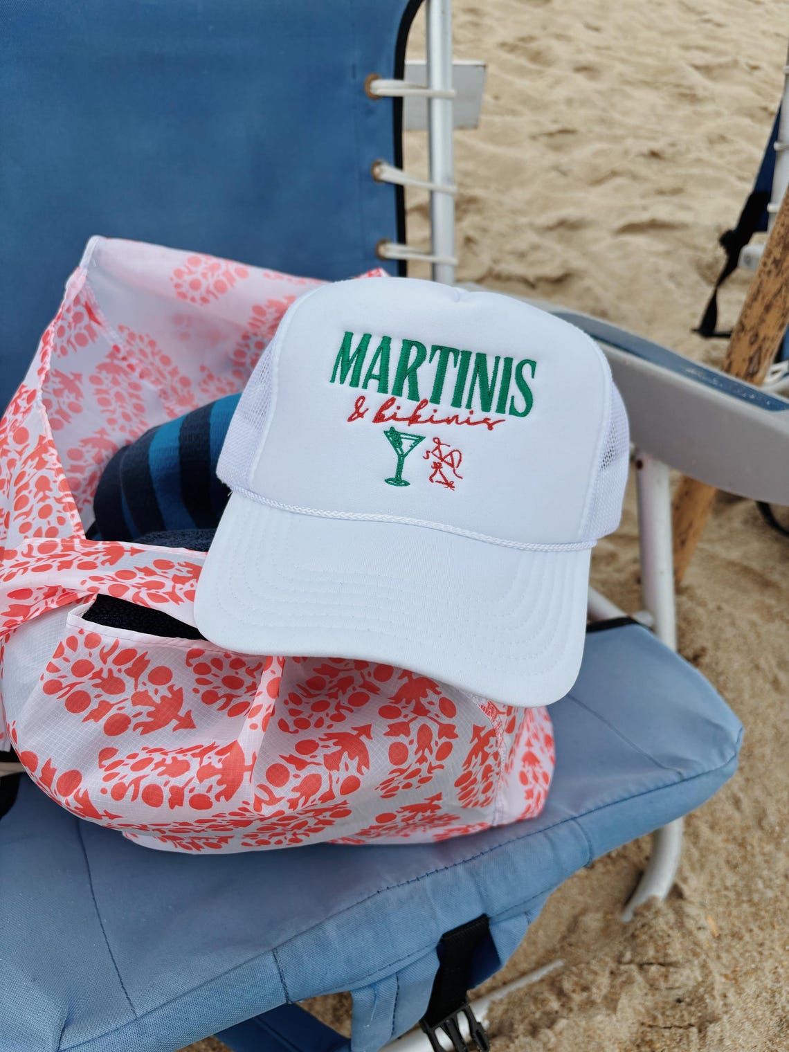 Martinis & Bikinis Embroidered Trucker Hat - Etsy