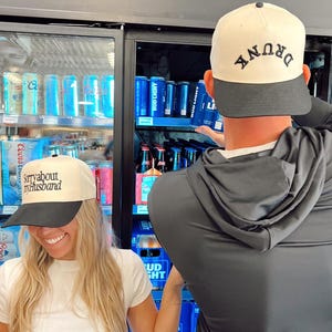 DRUNK Embroidered Trucker Hat - Etsy