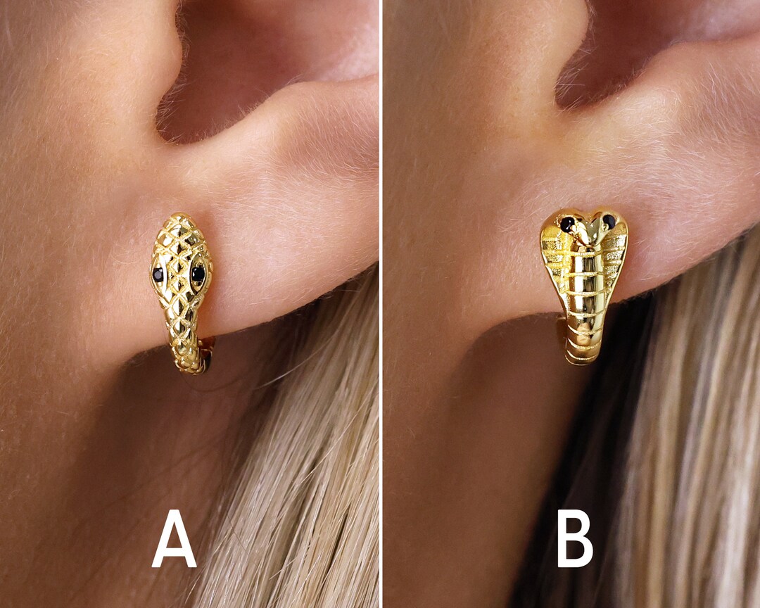 Snake Huggie Hoop Earrings Serpent Earrings Snake Earrings Edgy ...
