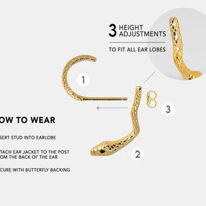 Snake Front Back Earrings Serpent Earrings Snake Earrings Edgy Earrings ...