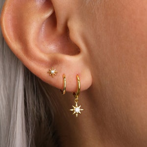 18K Gold Dainty Star Earring Set Earring Stack Sterling Silver Earring ...