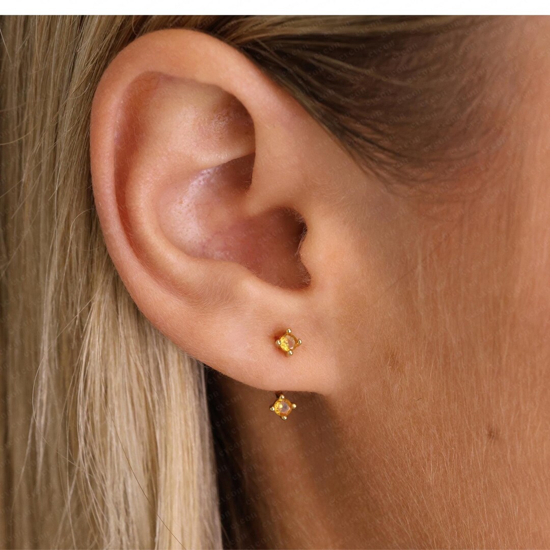 Yellow Topaz Front Back Earrings Ear Jacket Earrings Ear Climber Studs ...