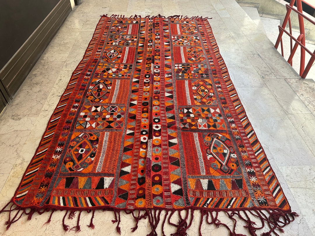 Embroidered Iraq Rug,5.5"x10.2"feet,kurdish Kilim Rug,decorative ...