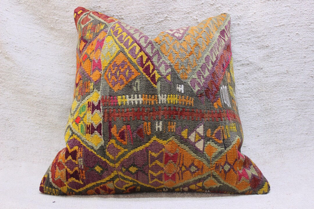 24”x24” Decor Kilim Pillow, Big Throw Pillow, Throw Pillow for Couch ...