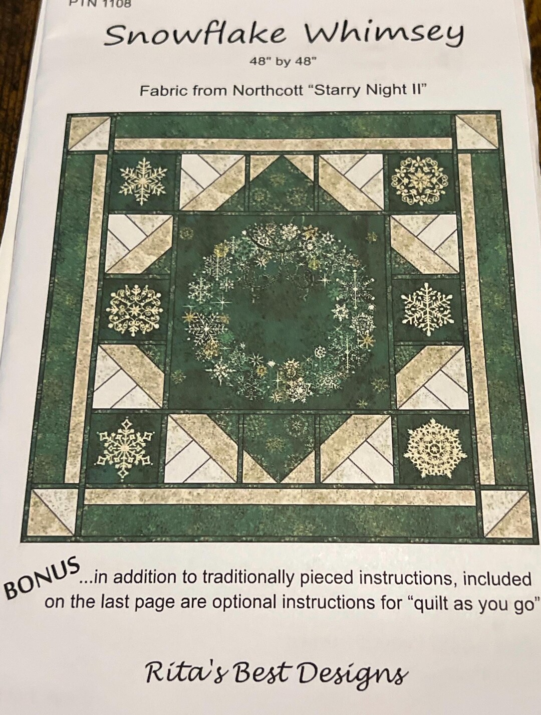 Quilt Kit "snowflake Whimsey"- Pattern and Fabric for a "48x48" Quilt ...