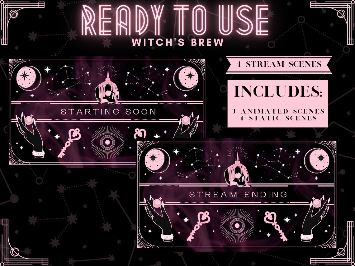 ANIMATED Pastel Pink Witch Brew Stream Package Purple Blue - Etsy