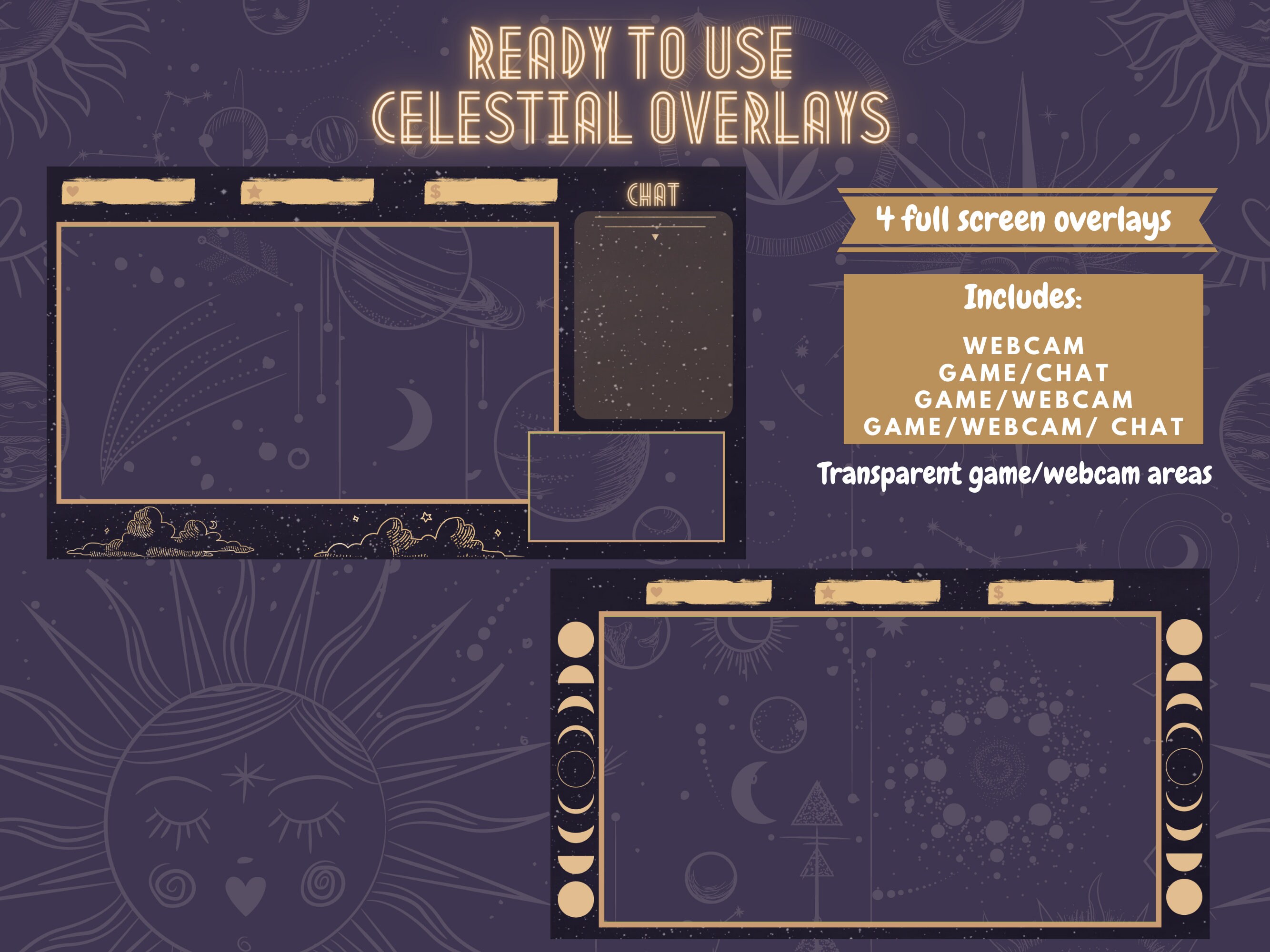 ANIMATED Celestial Galaxy Stream Package Twitch Overlay - Etsy