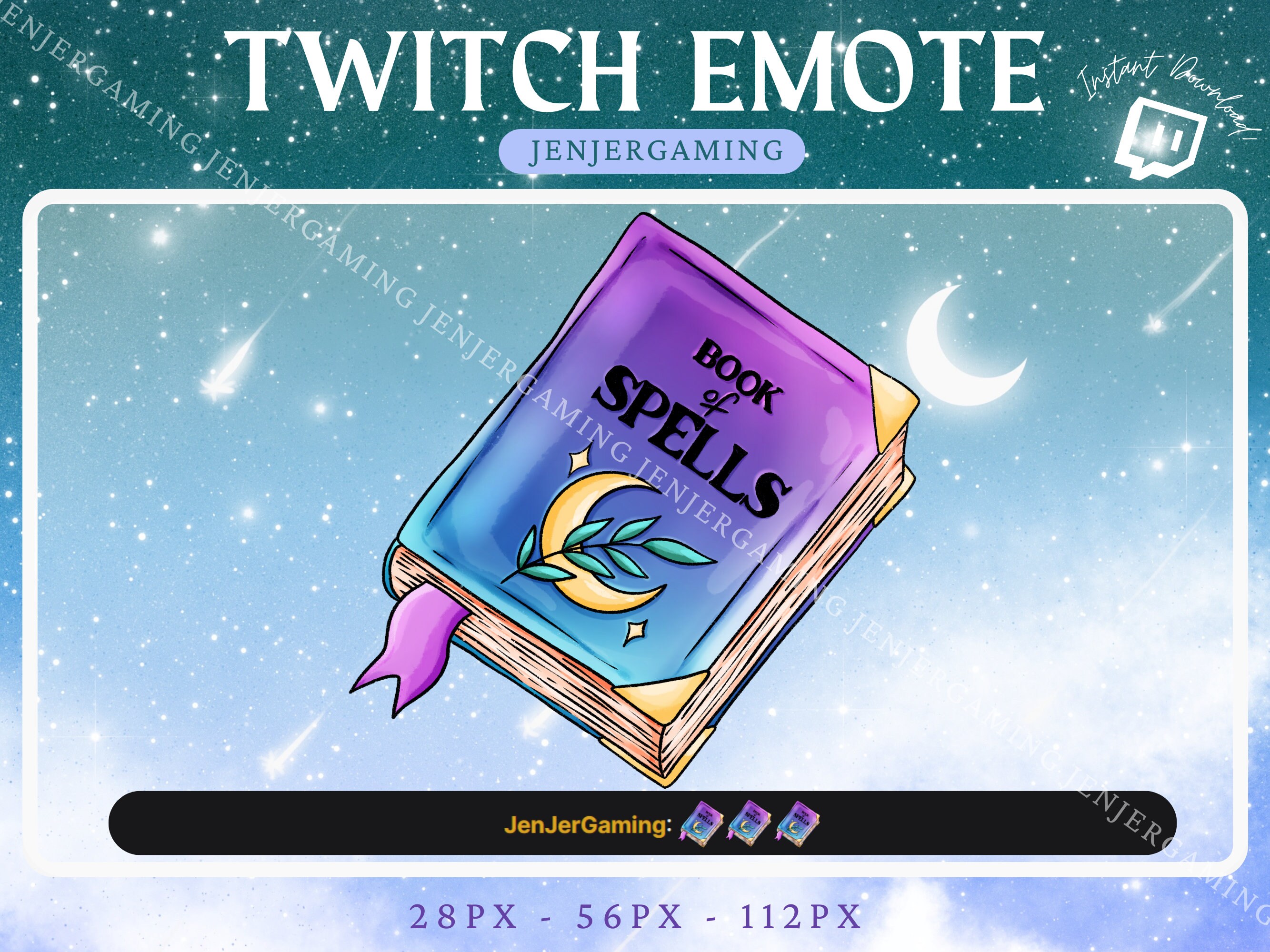 TWITCH EMOTE Spellbook Discord Witchy Celestial Goth Moon Stars Spooky ...