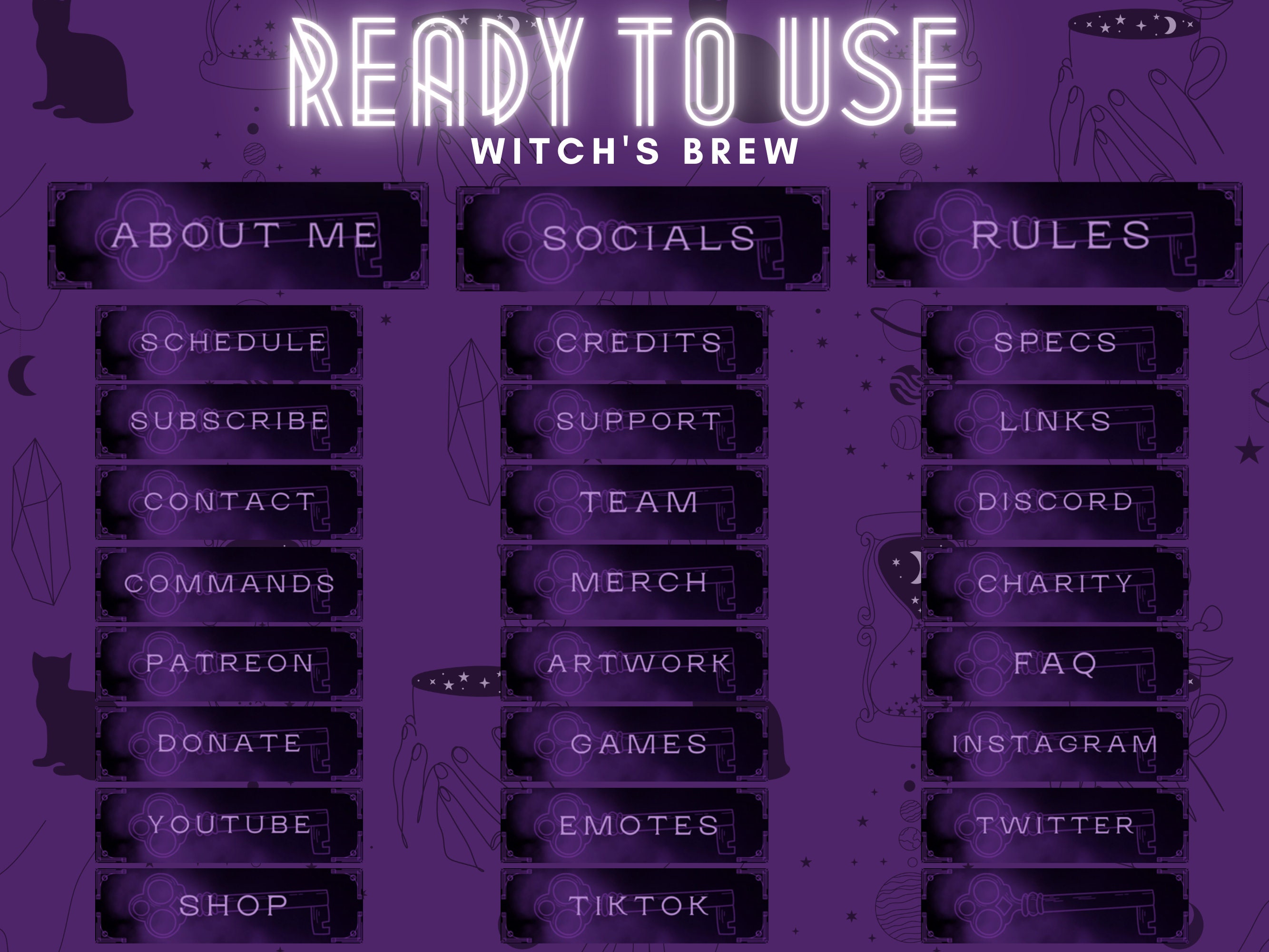 ANIMATED Witch Brew Stream Package | Purple | Black | Gothic | Celestial | Stars | Moon | Witchy ...