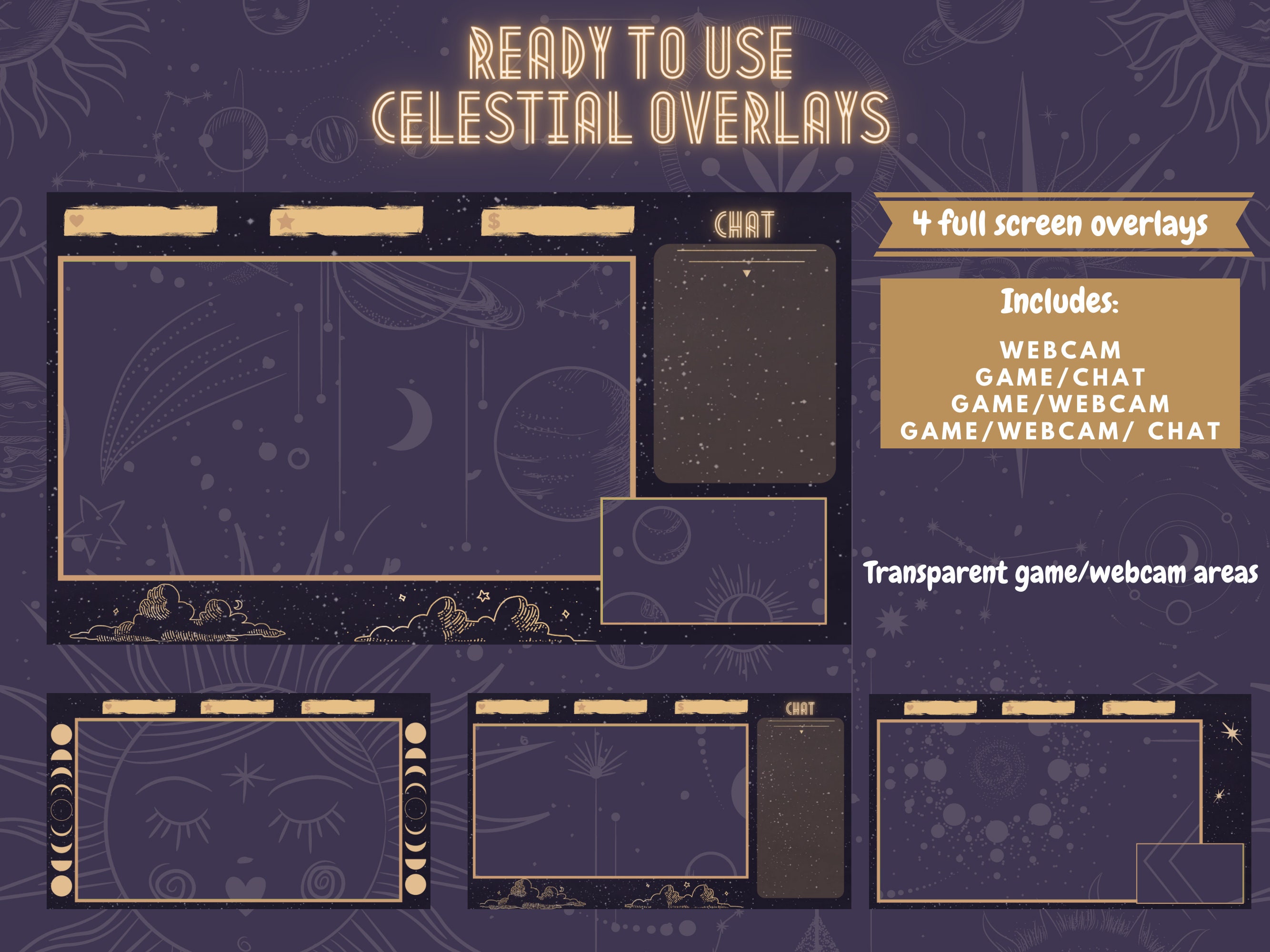 ANIMATED Celestial Galaxy Stream Package Twitch Overlay - Etsy