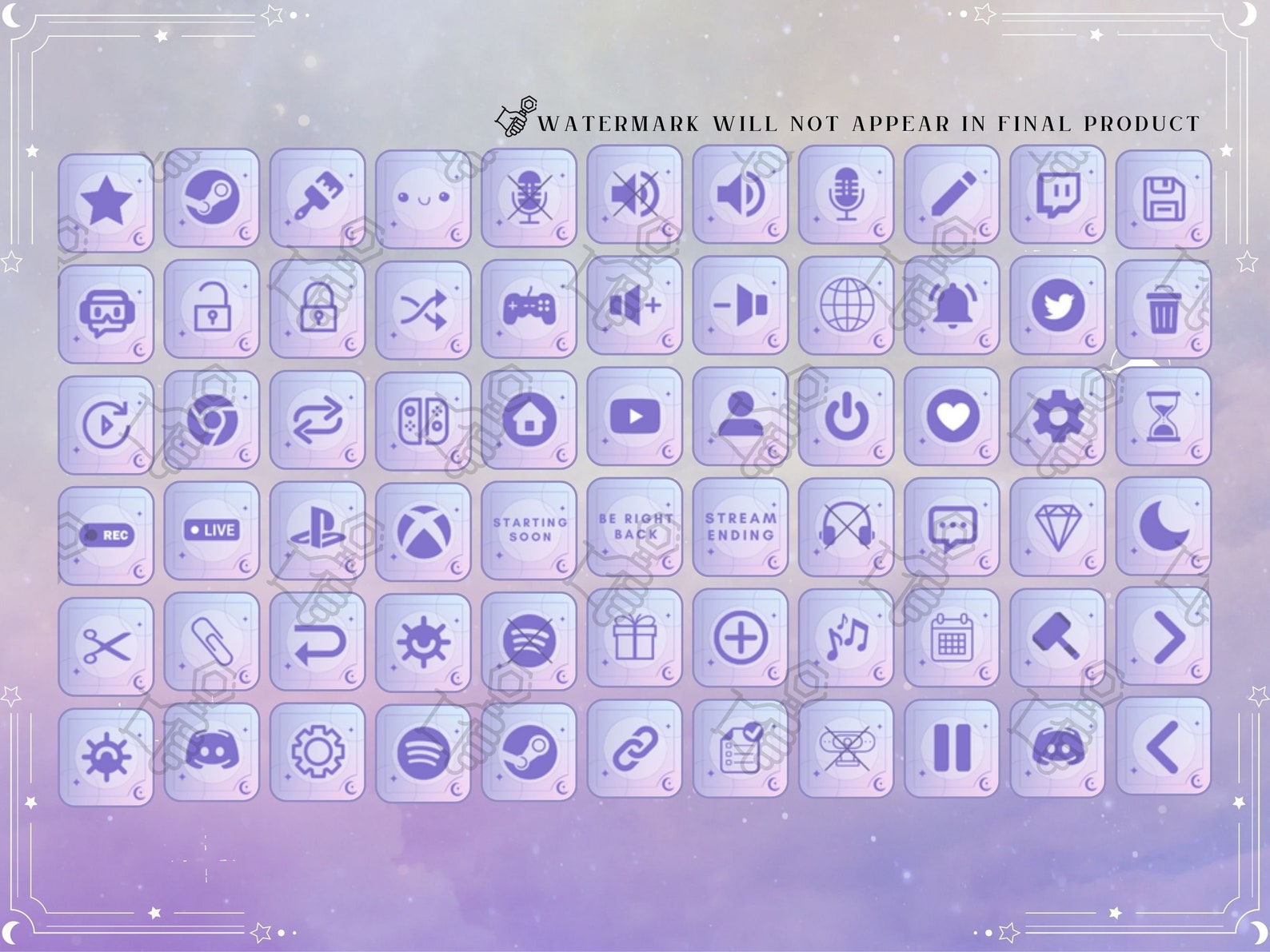 STREAM DECK Iridescent Sky Icons Streamer Twitch Discord Youtube ...