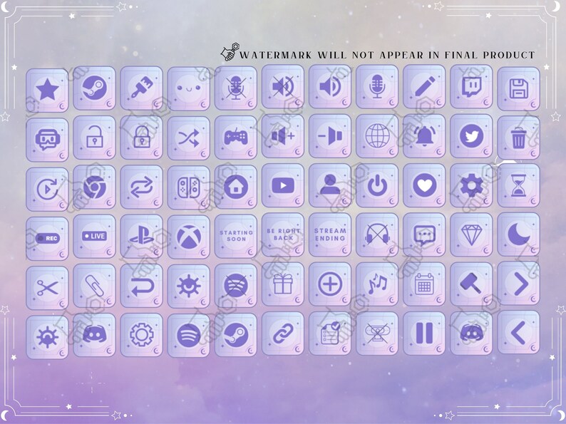 STREAM DECK Iridescent Sky Icons Streamer Twitch Discord Youtube ...