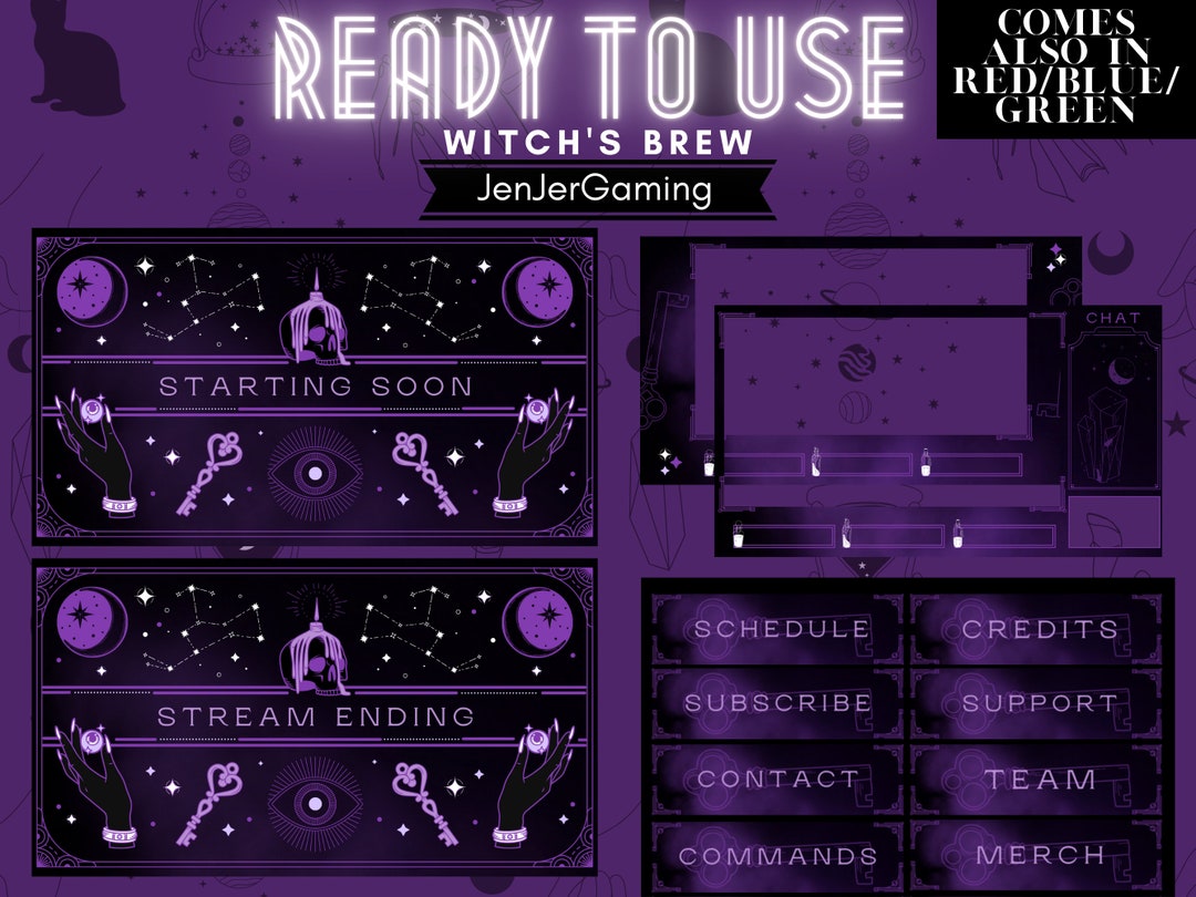 ANIMATED Witch Brew Stream Package | Purple | Black | Gothic | Celestial | Stars | Moon | Witchy ...