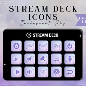 STREAM DECK Iridescent Sky Icons Streamer Twitch Discord - Etsy