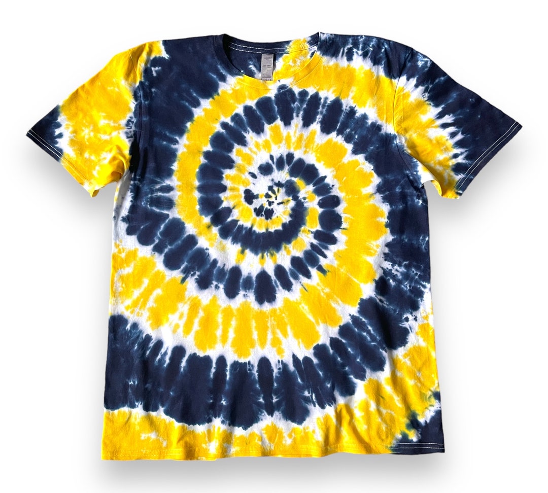 Navy Blue and Yellow Swirl Tie Dye Shirt, Tie Dye T-shirt - Etsy