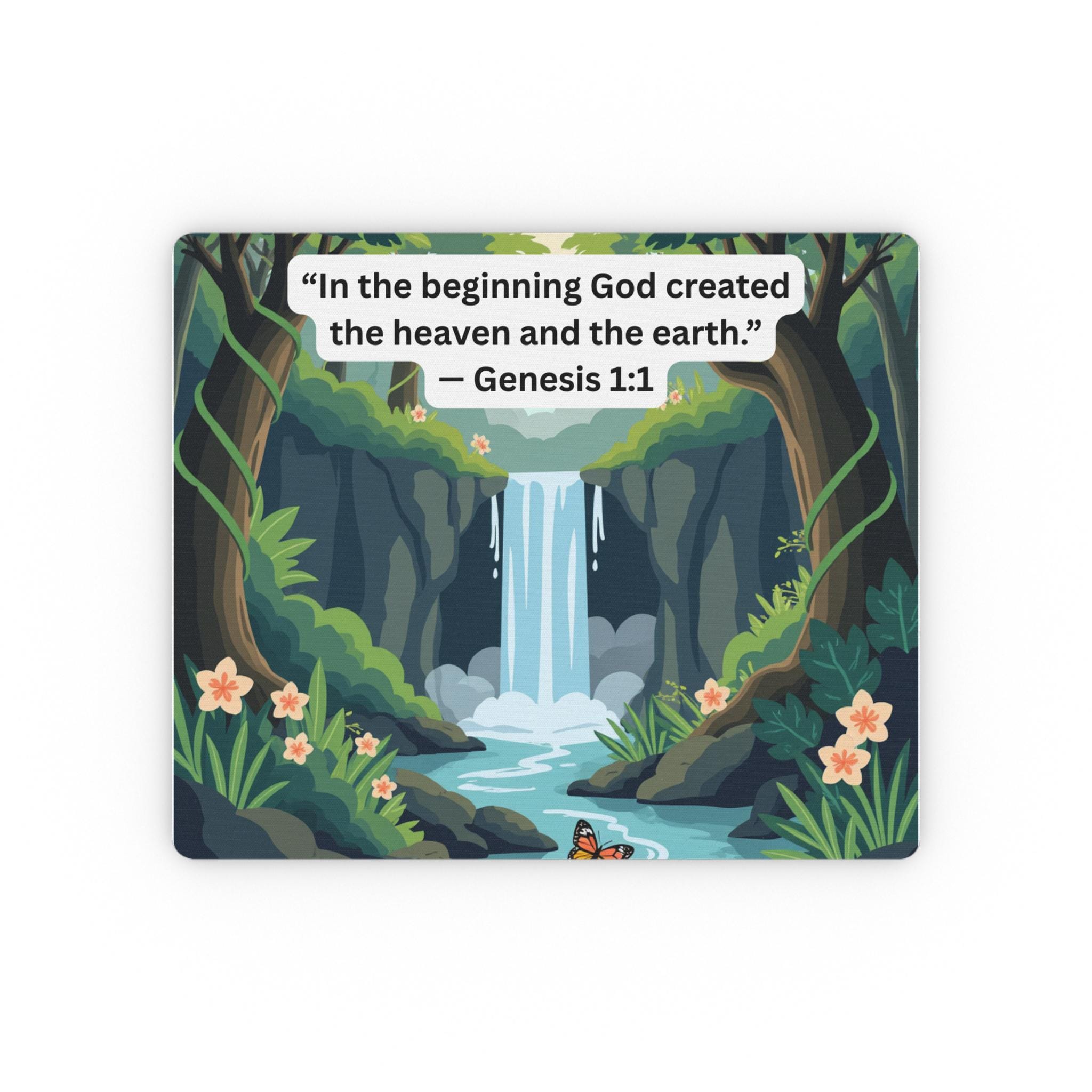 Genesis 1:1 Bible Verse Scenic Waterfall Mouse Pad | Christian ...