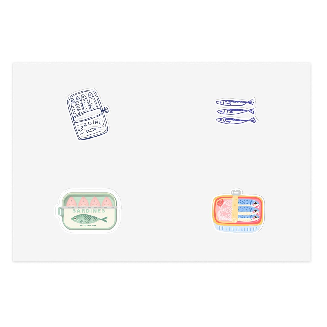 Retro Sardine Can Sticker Sheets | Whimsical Fish Tin Art - Etsy